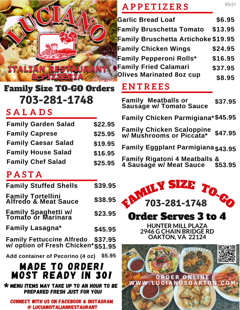 Luciano Italian Restaurant & Pizzeria – (703) 281-1748